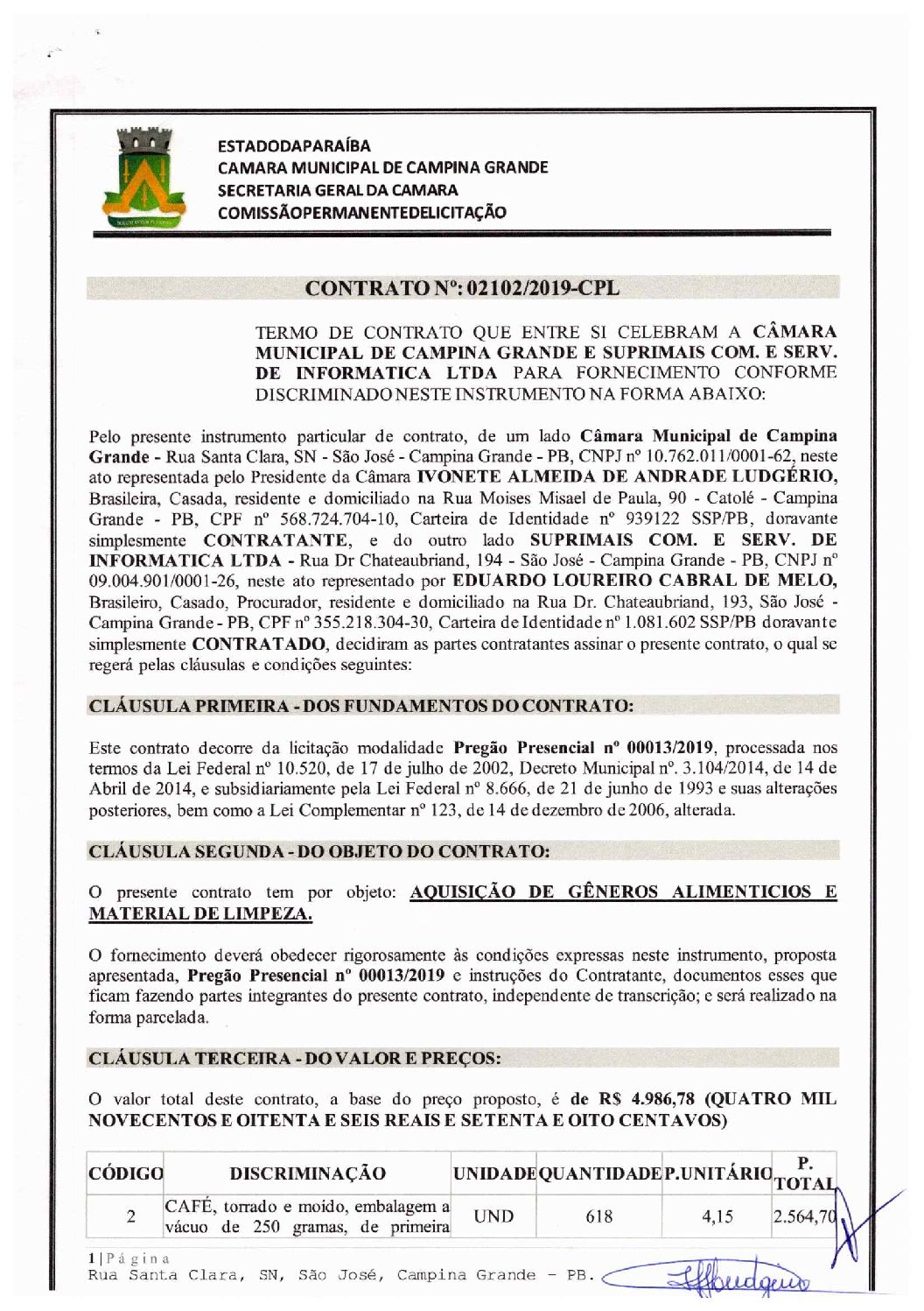 CONTRATO 02102 SUPRIMAIS | Portal da Transparência • Câmara Municipal ...